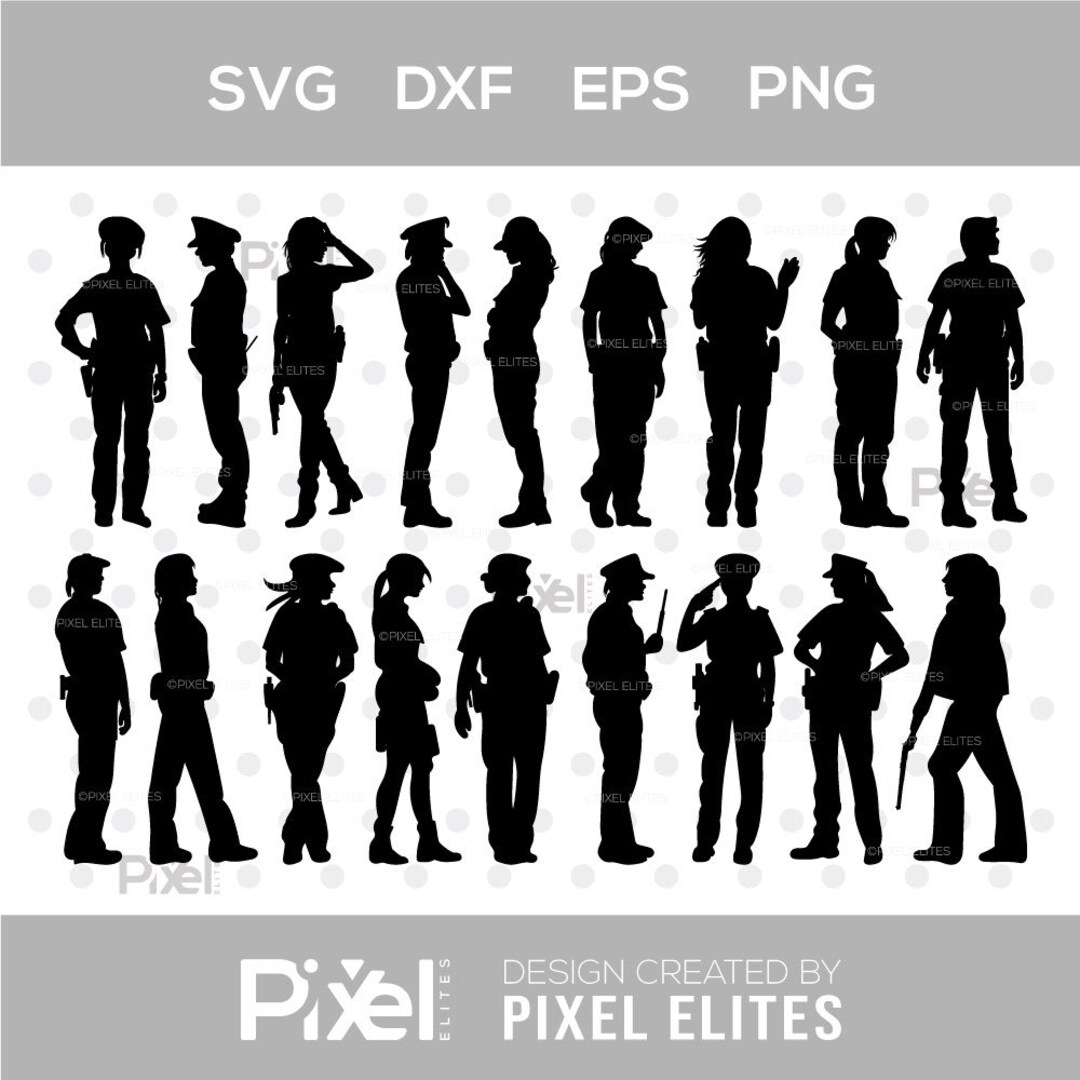 Female Police Officer SVG Cut File Bundle for Silhouette | Woman Cop ...