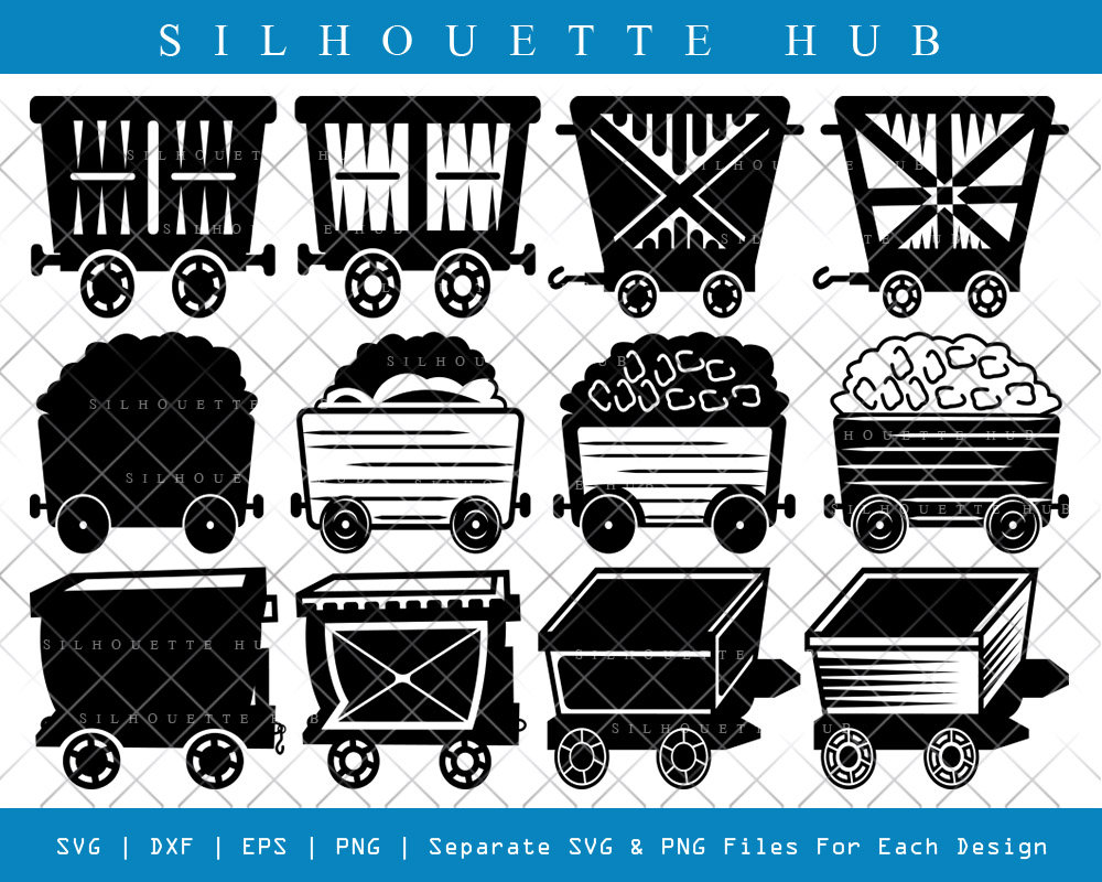 Mining Cart SVG Cut Files Mining Cart Silhouette Mining | Etsy