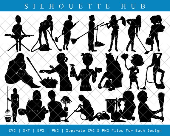 Cleaning Women SVG Cut Files Cleaning Women Silhouette | Etsy