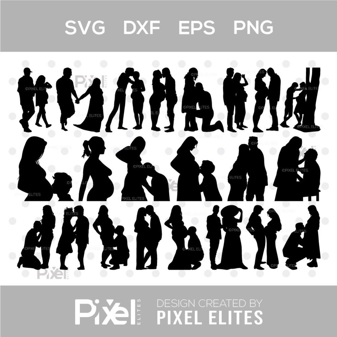 Pregnant Couple SVG Cut File Bundle | Expecting Baby Printable Designs ...