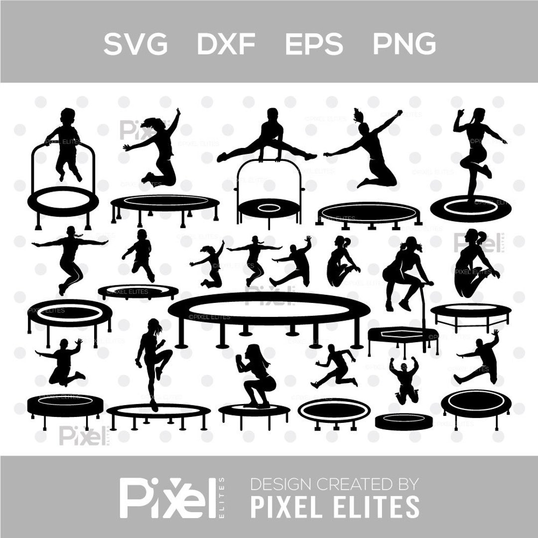 Trampoline SVG, Trampoline Silhouette, Kids Jumping Svg, Jumping Svg ...