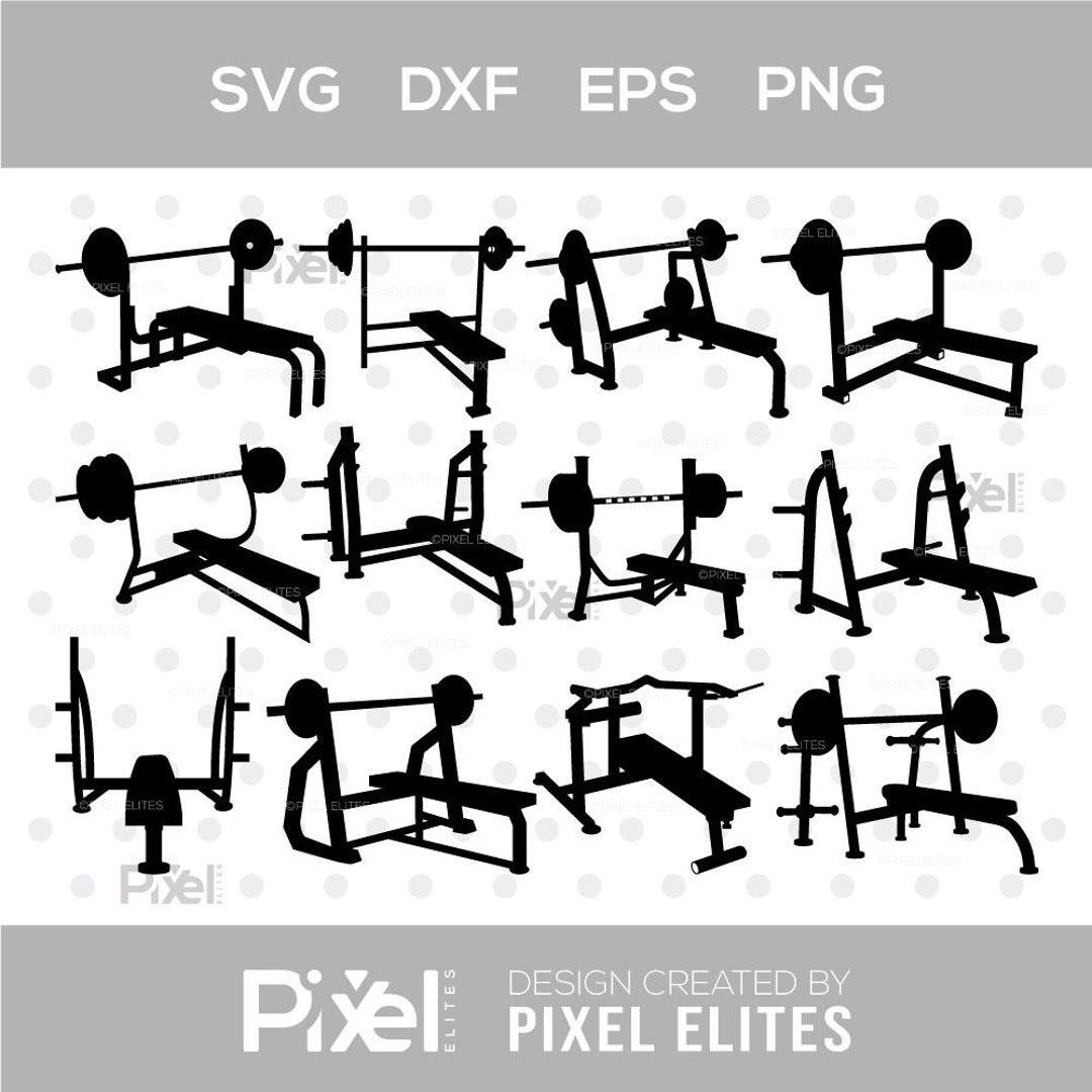 Flat Bench Press Svg Bundle Silhouette Svg Bench Press Cricut Cut Files ...