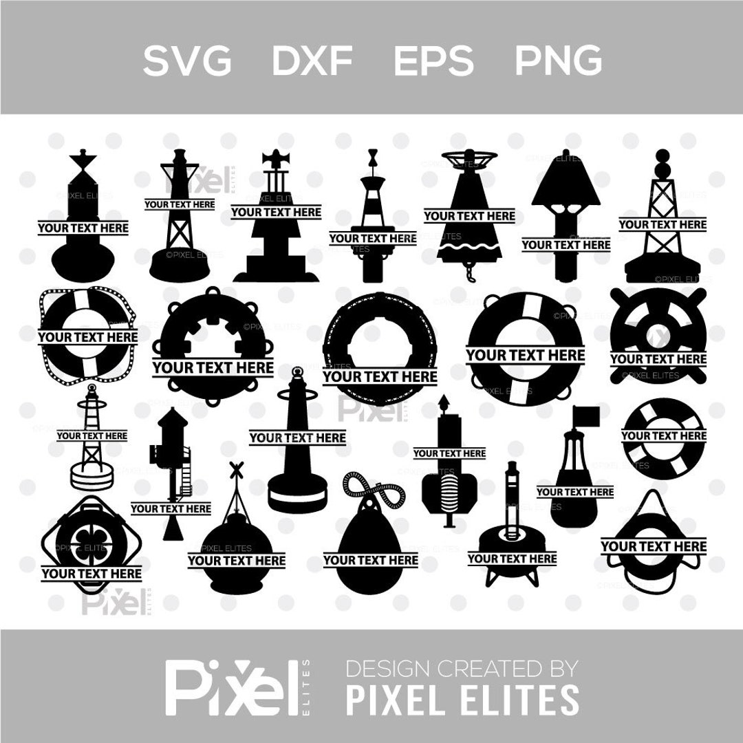 Nautical Buoy SVG Cut File Bundle | Split Monogram, Marine Buoys ...