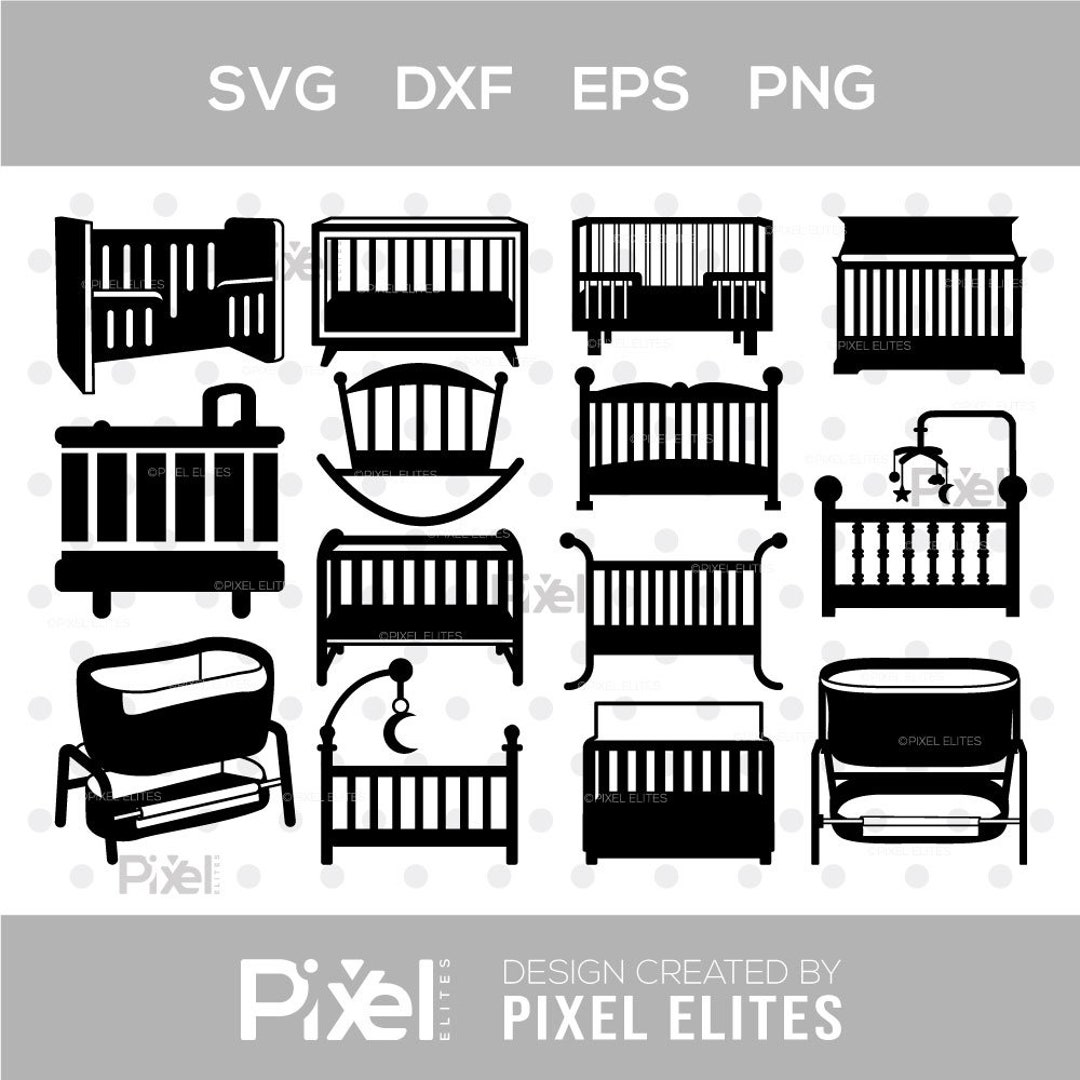 Baby Crib SVG Cut File Bundle for Silhouette | Printable Designs for ...