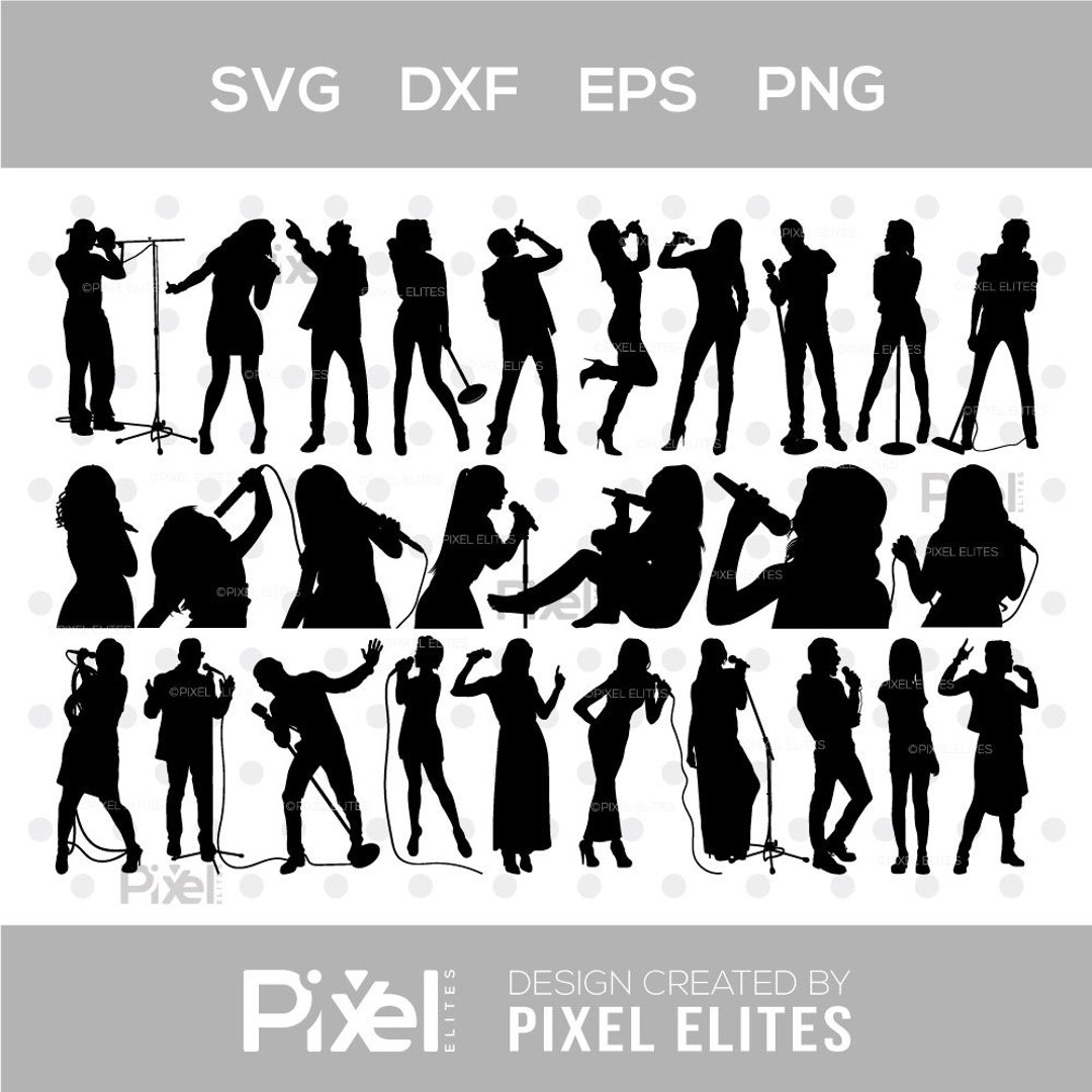 Singer SVG Cut Files | Singer Silhouette | Singing People Svg ...