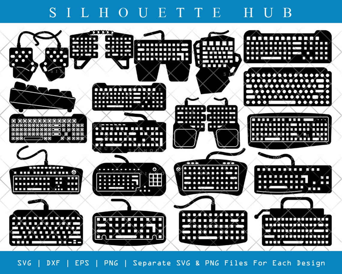 Key Board Silhouette, Key Board SVG, Computer Keyboard Svg, Keys Svg ...