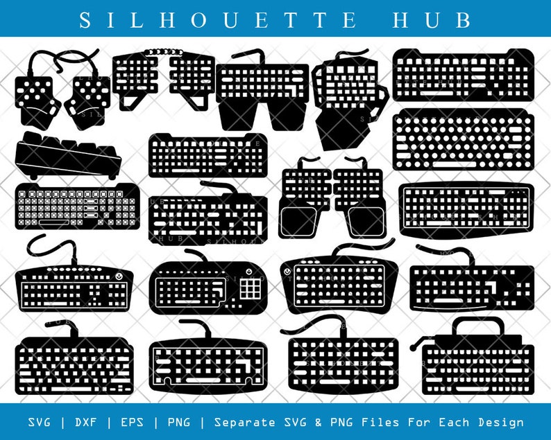 Key Board Silhouette, Key Board SVG, Computer Keyboard Svg, Keys Svg ...