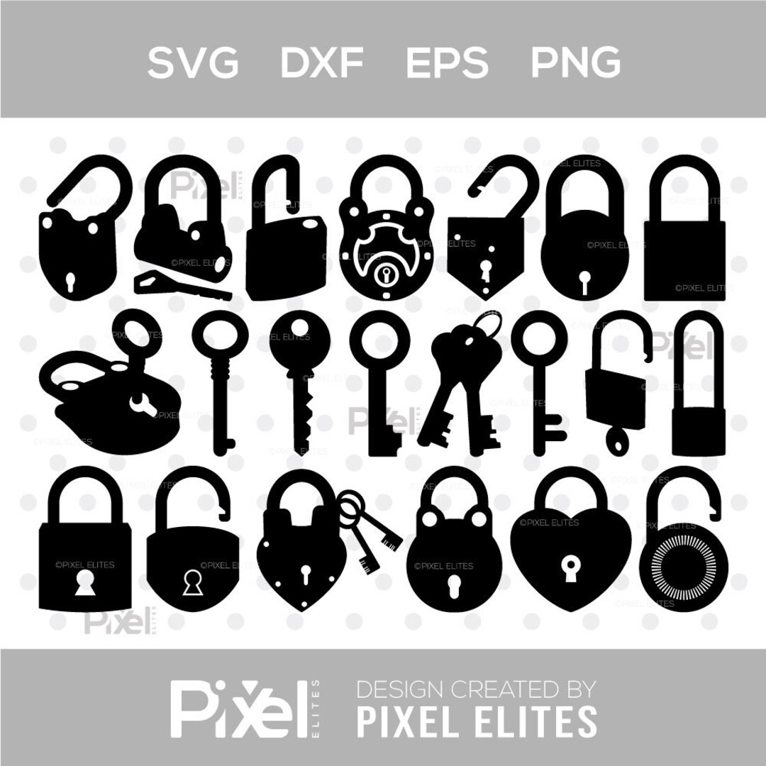Lock and Key SVG Cut File Bundle for Silhouette & Cricut Vintage Key ...
