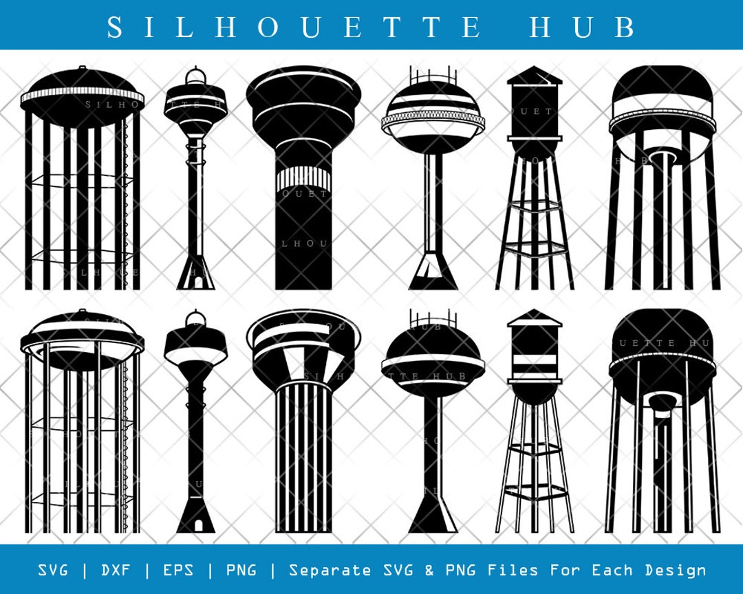 Water Tower SVG Cut Files Water Tower Silhouette Gilbert Water Tower ...