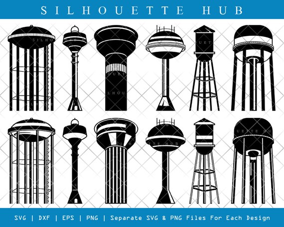 Water Tower SVG Cut Files Water Tower Silhouette Gilbert | Etsy