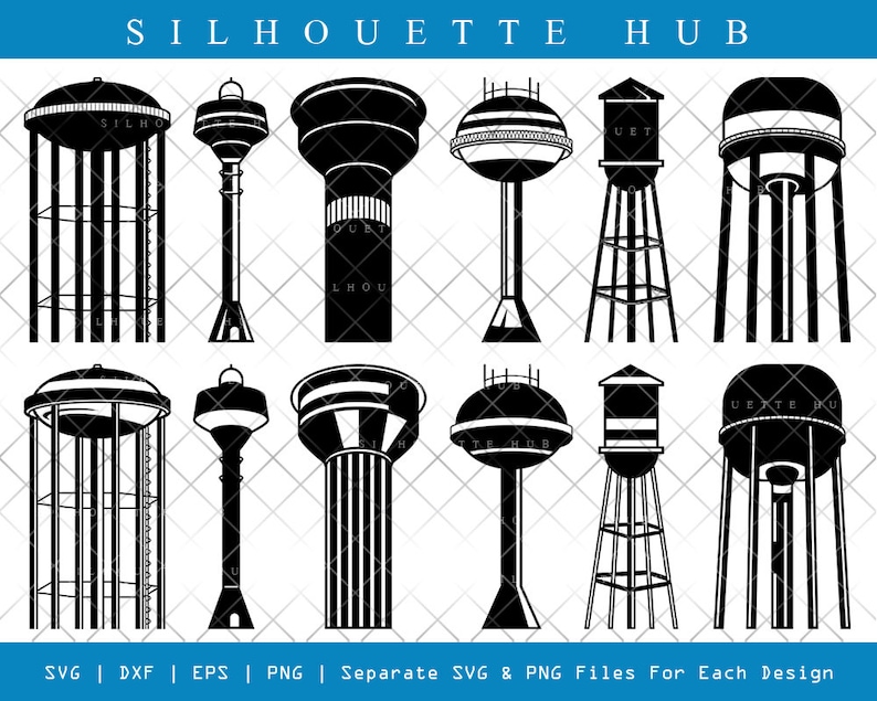 Water Tower SVG Cut Files Water Tower Silhouette Gilbert - Etsy Australia