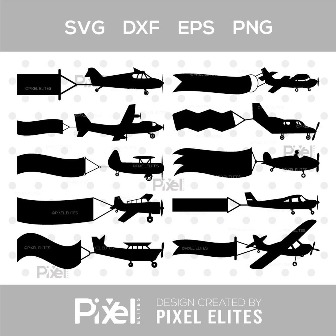 Flugzeug mit dem Banner Silhouette Svg Flugzeug mit Banner Cricut Cut ...