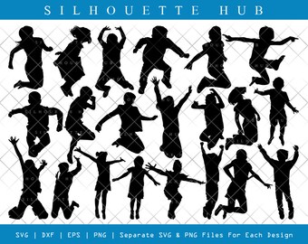 Kids Jumping SVG Cut Files Kids Jumping Silhouette Jumping - Etsy