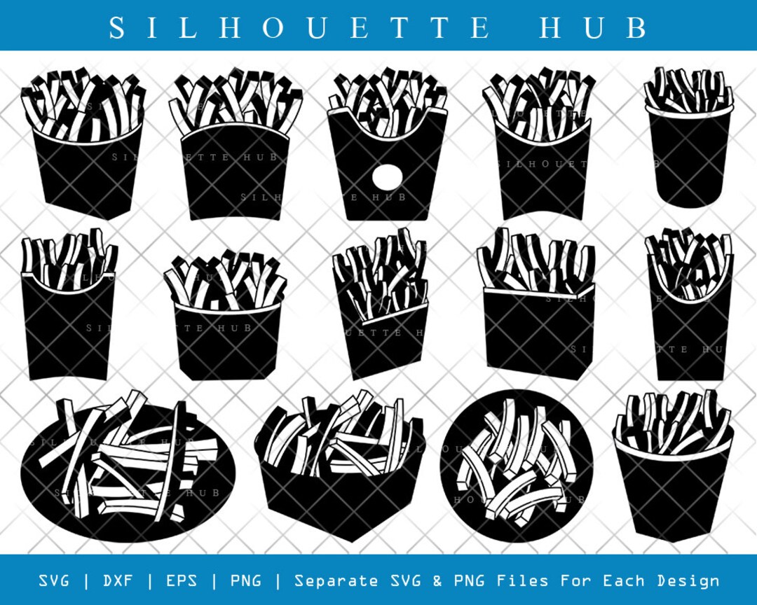 French Fries Silhouette Fries SVG Fastfood Svg Snacks Svg - Etsy