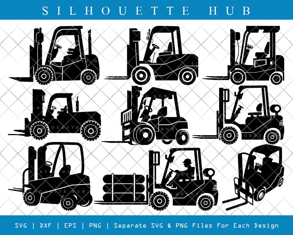 Forklift SVG, Forklift Silhouette, Lift Truck Svg, Construction Vehicle ...
