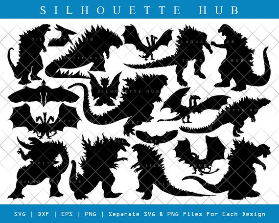 Godzilla SVG Cut Files Godzilla Silhouette Rodan Godzilla - Etsy