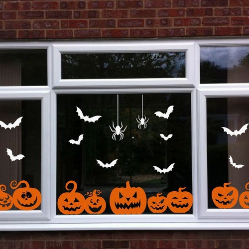 Halloween Pumpkins Window Decals Halloween Window Decor - Etsy