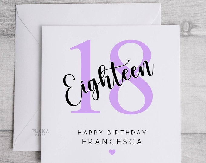 18th Birthday Card, Personalised Card, Eighteen Today, Card for 18th ...