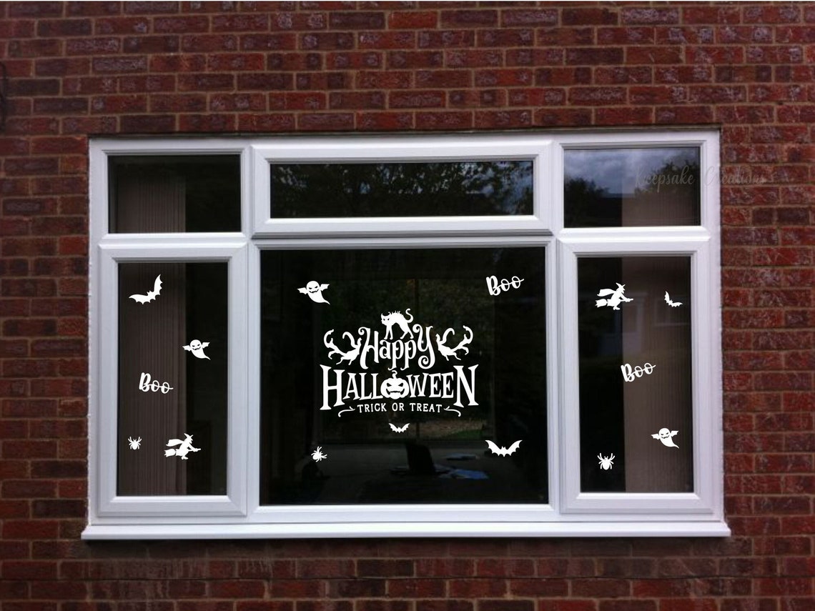 Halloween Window Decals, Happy Halloween Window Decor, Halloween Decals ...