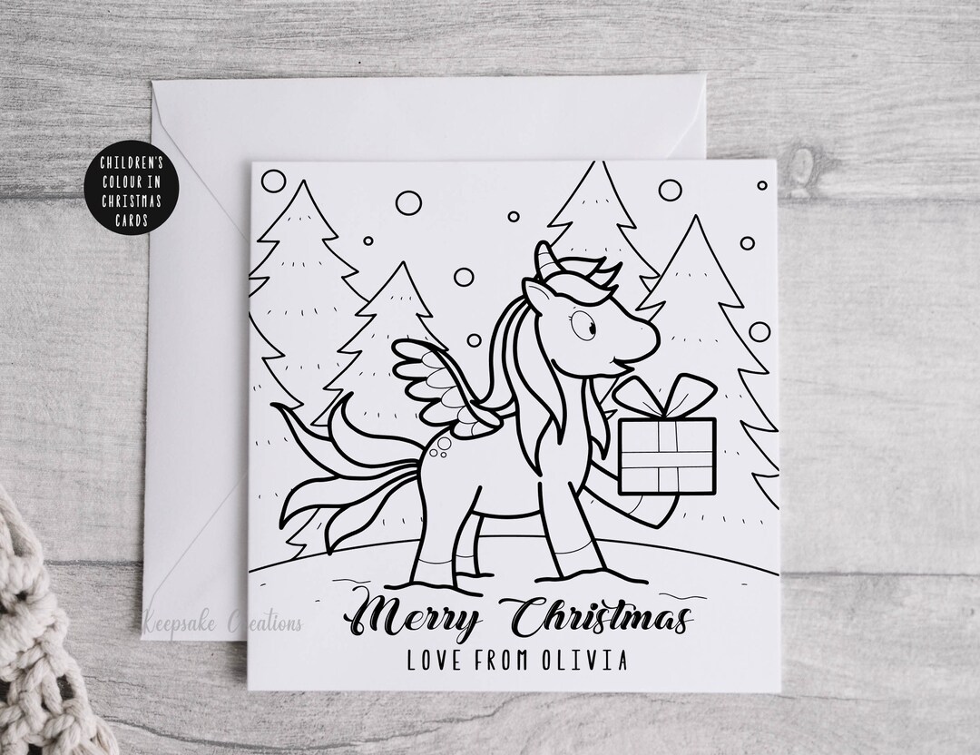 Colouring Christmas Cards, Personalised Colour in Cards, Kids Christmas ...
