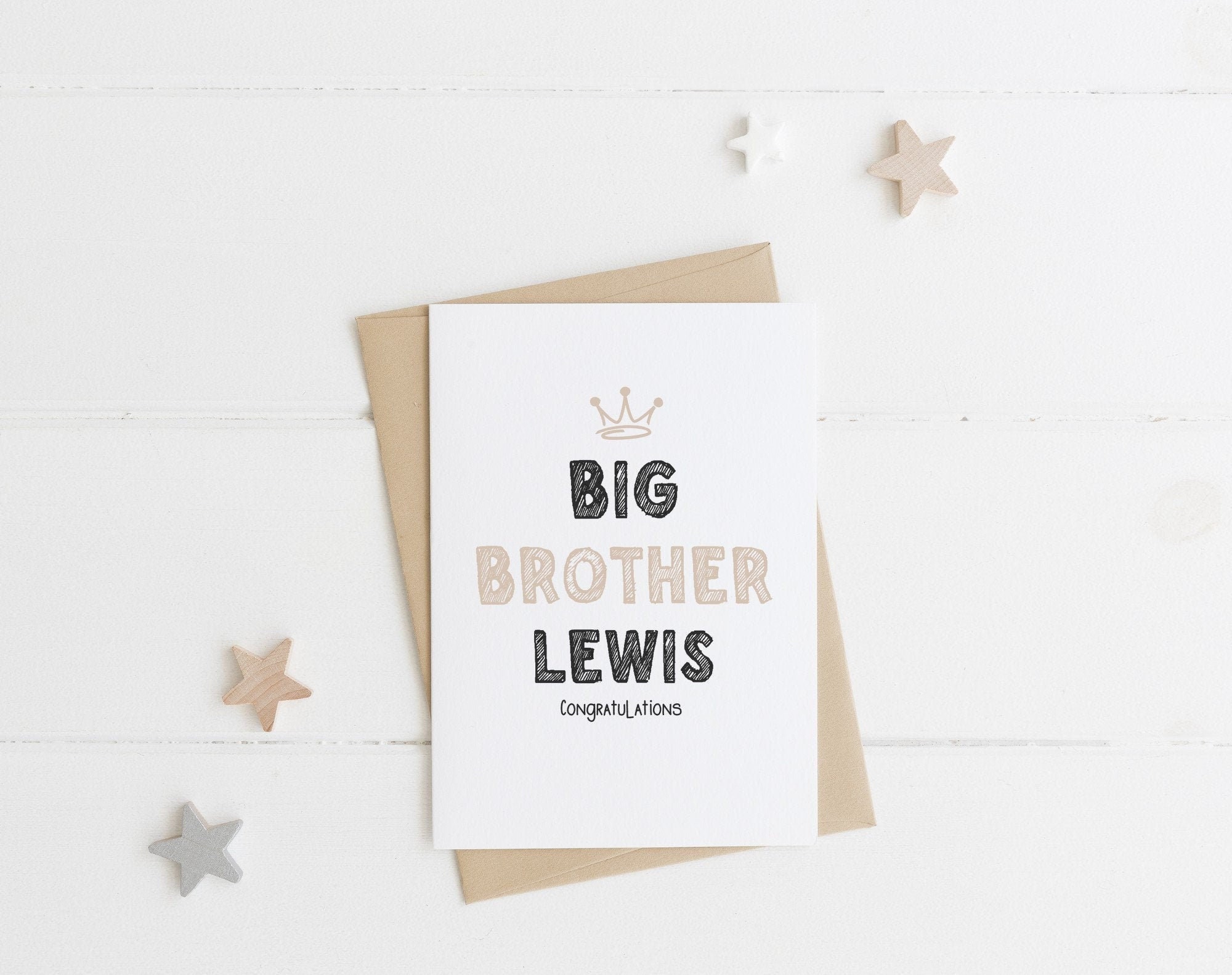 Personalised Big Brother Congratulations Card, New Big Brother - Etsy