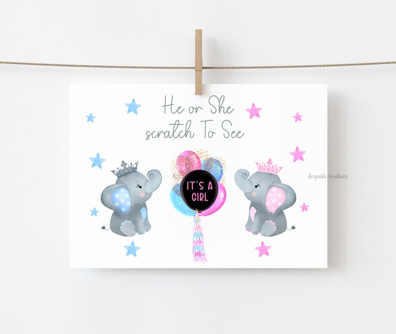 Gender Reveal Card Gender Reveal Scratch Card Baby Shower - Etsy