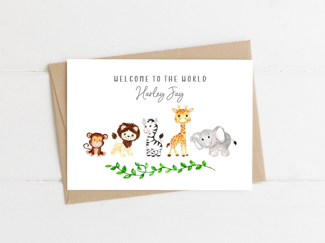 Personalised Jungle Safari Welcome to the World Customised New Baby ...