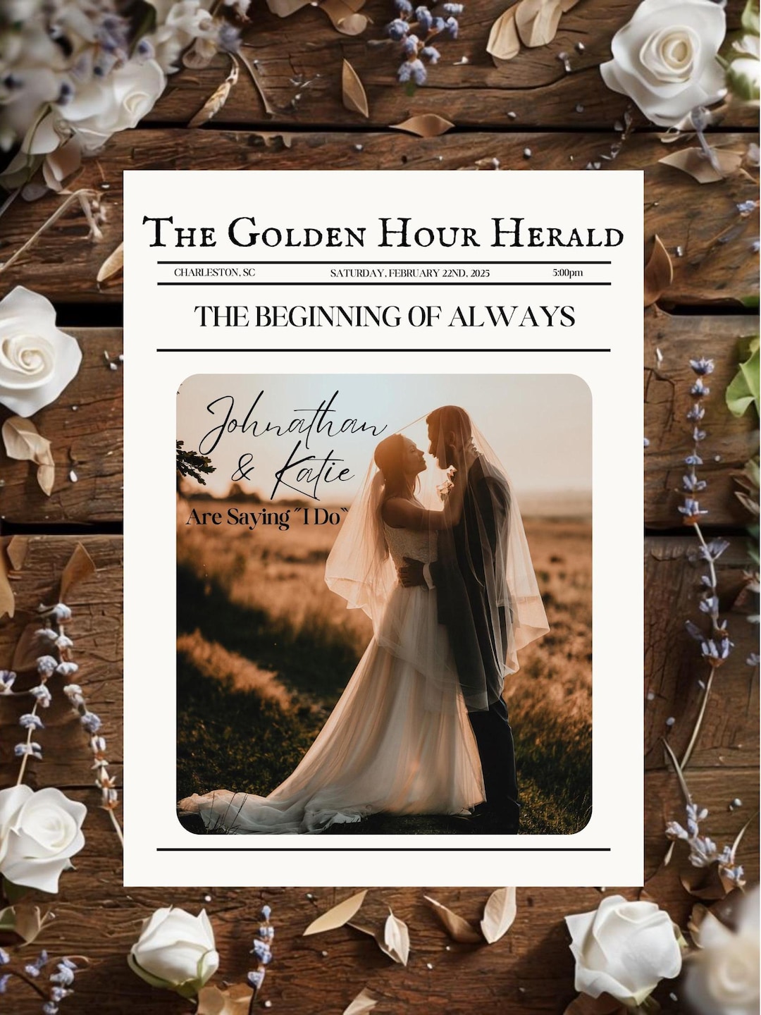 Wedding Newspaper Template With Photo, Wedding Newspaper Template, Wedding Program, Newlywed ...