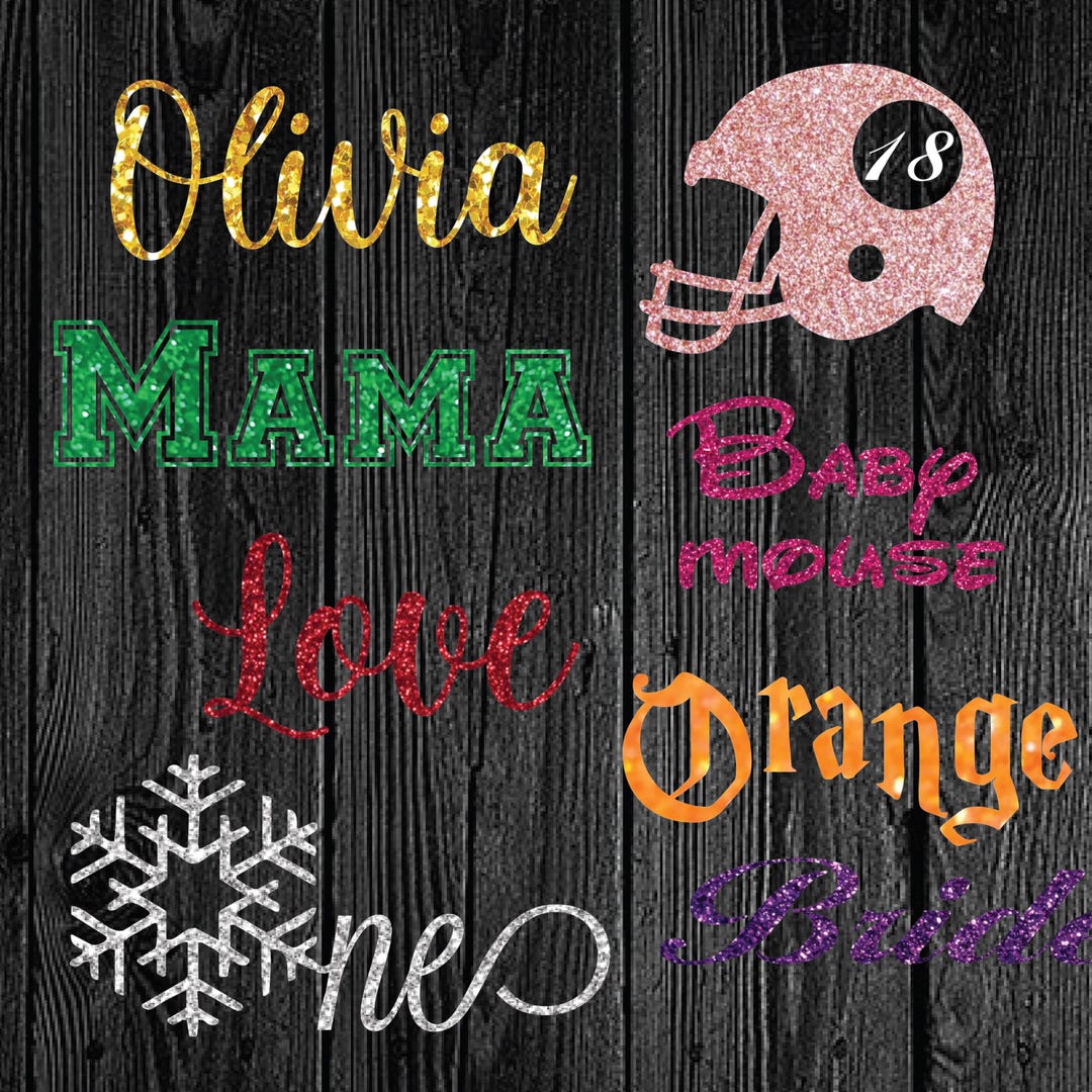 Glitter Name Iron on | Custom Heat Transfer Vinyl | |personalized Iron ...