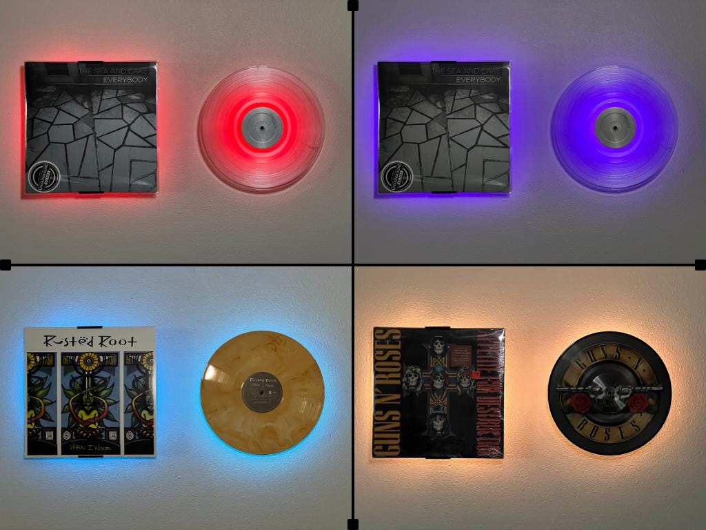 Wireless LED Vinyl Record and Sleeve Display Rechargeable With Remote ...