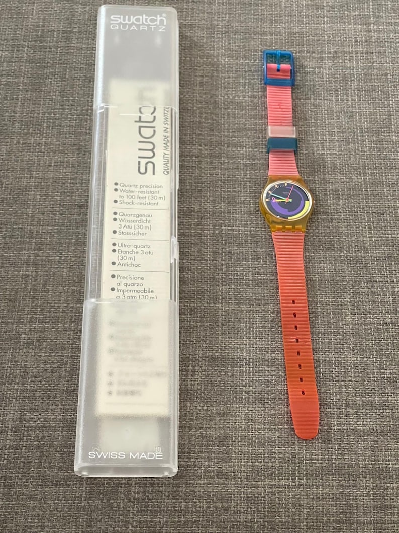 Swatch Watch LK119 "pink Podium" 1990 Ladies Original. Extremely Rare ...