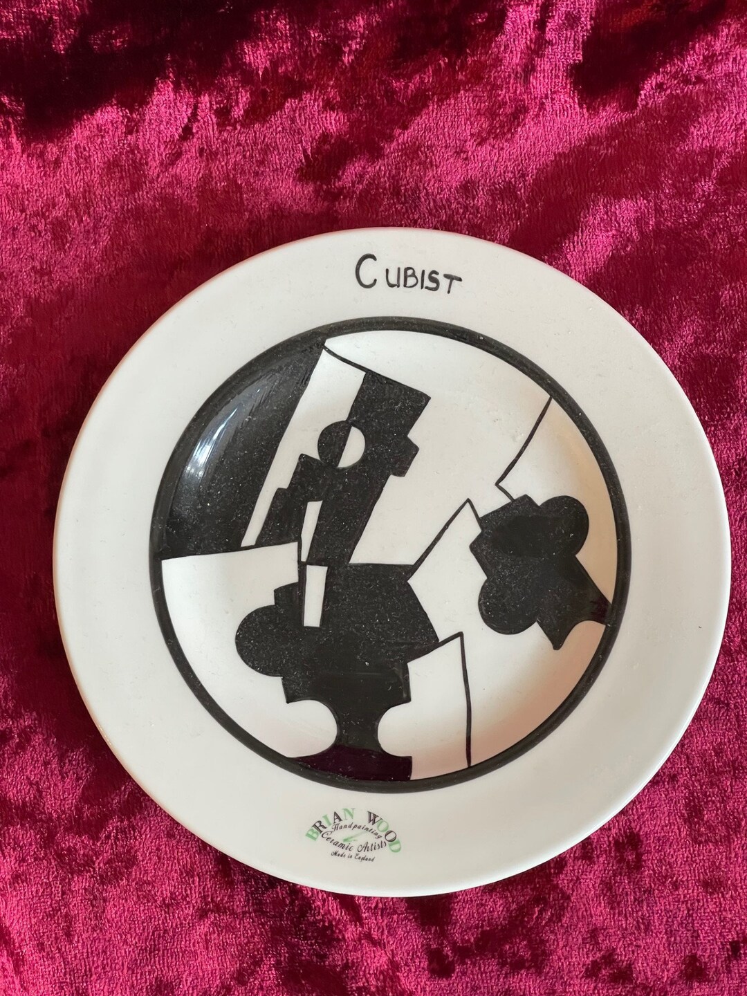 CLARICE CLIFF Style Plate "cubist" Hand Painted by Brian Wood. Stunning ...