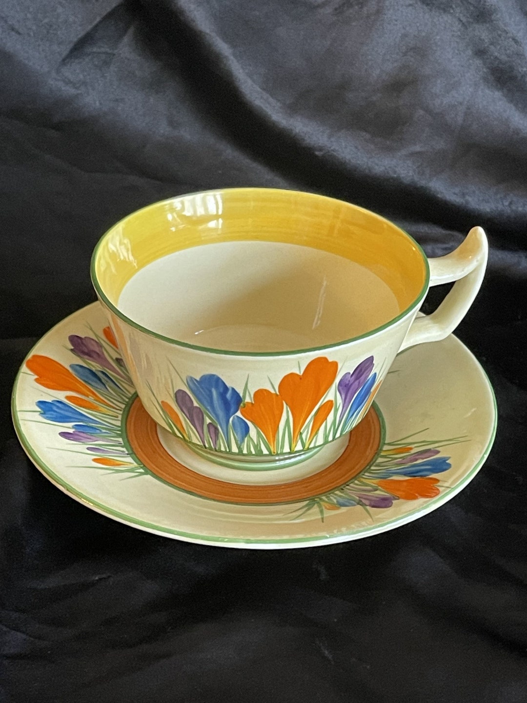 Clarice Cliff Bizarre "crocus" Cup and Saucer. "athens" Shape. Art Deco ...