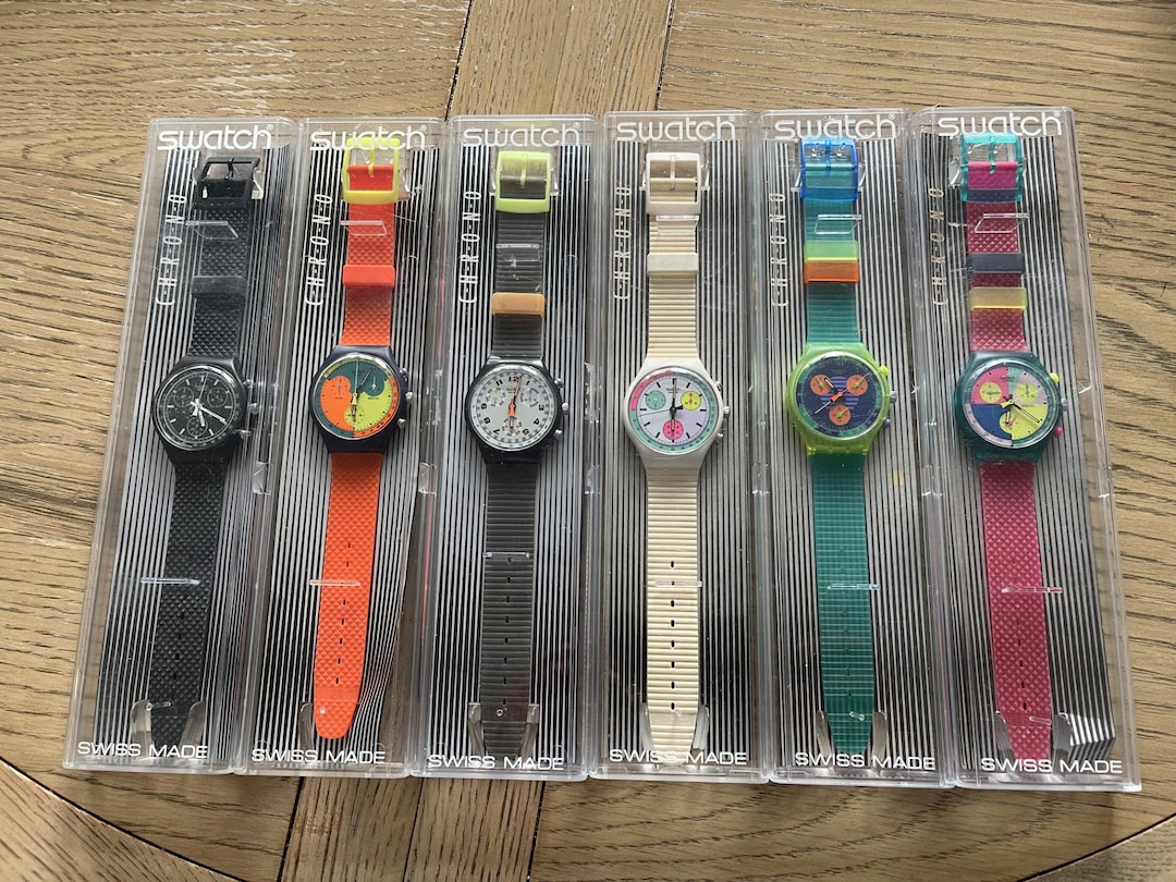 Swatch Watch Original Chronograph Set 1990/1991 Including "white Horses ...