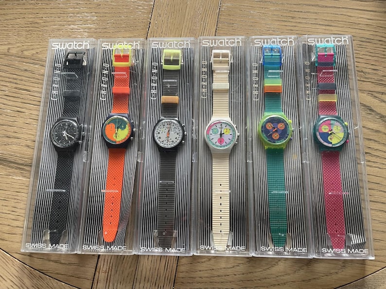 Swatch Watch Original Chronograph Set 1990/1991 Including "white Horses ...