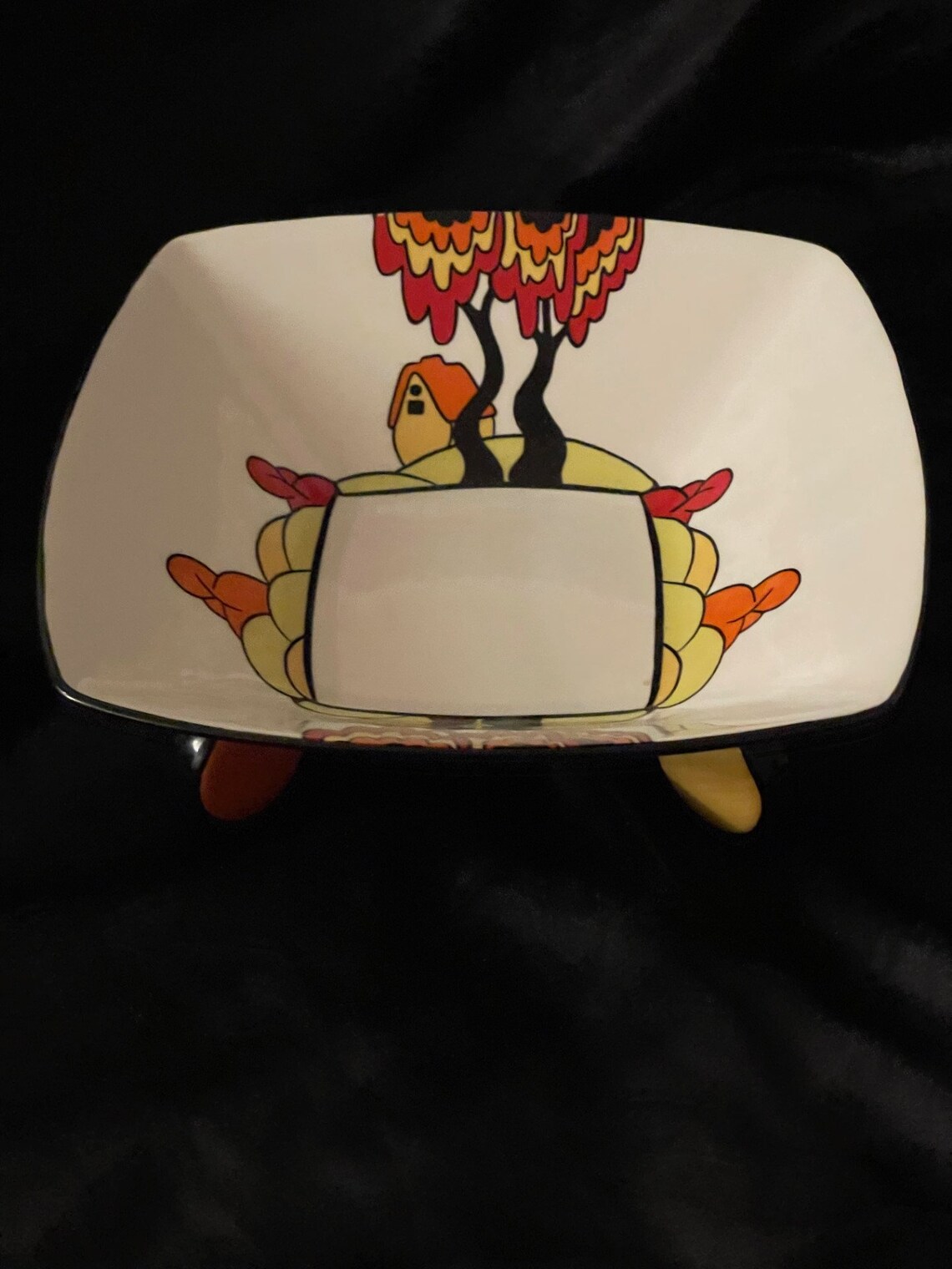 Clarice Cliff Style "house AND Trees" Footed Bowl. Hand Painted by ...