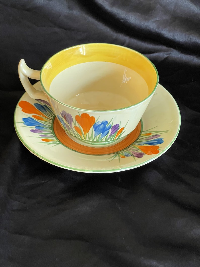 Clarice Cliff Bizarre "crocus" Cup and Saucer. "athens" Shape. Art Deco ...
