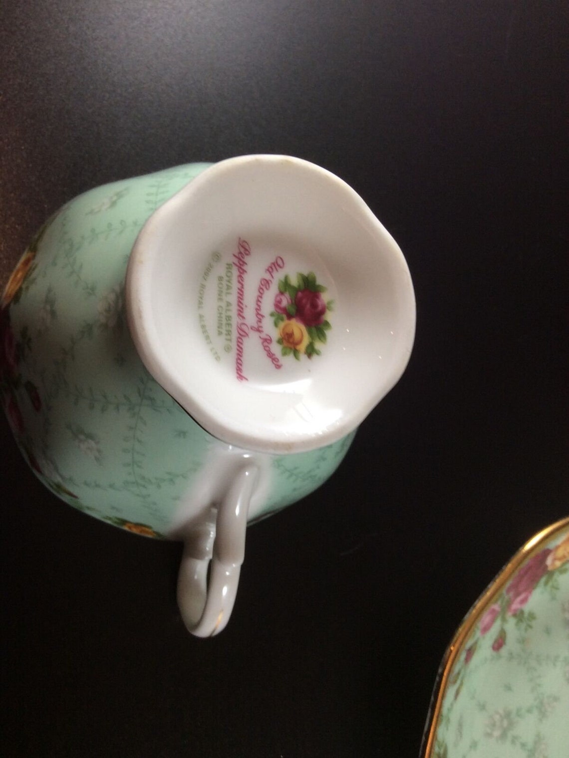 Royal Albert Peppermint Damask Old Country Roses Trio Tea Set Very Rare ...