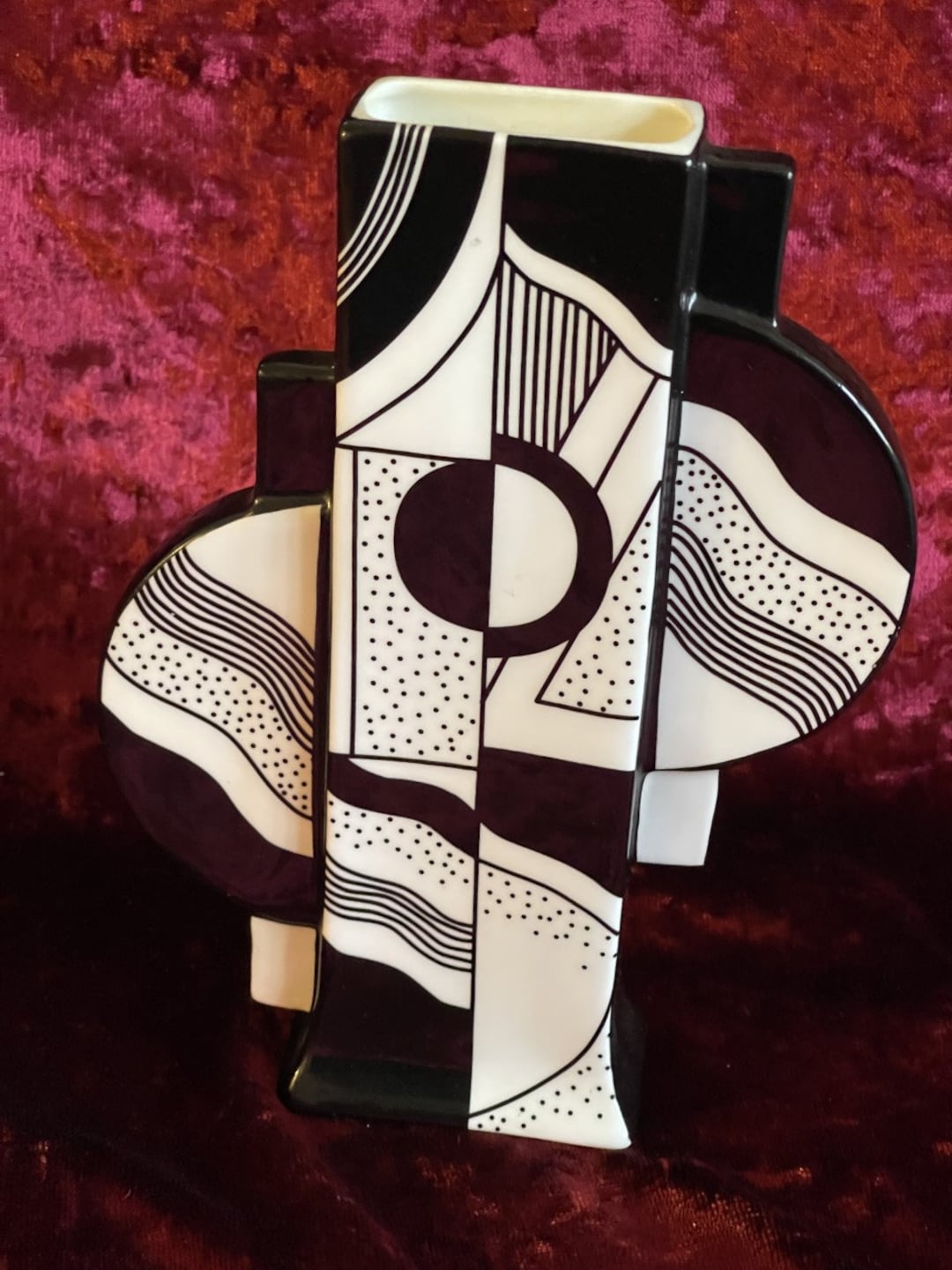 Clarice Cliff Style "mono" Vase. Hand Painted by Brian Wood. Stunning ...