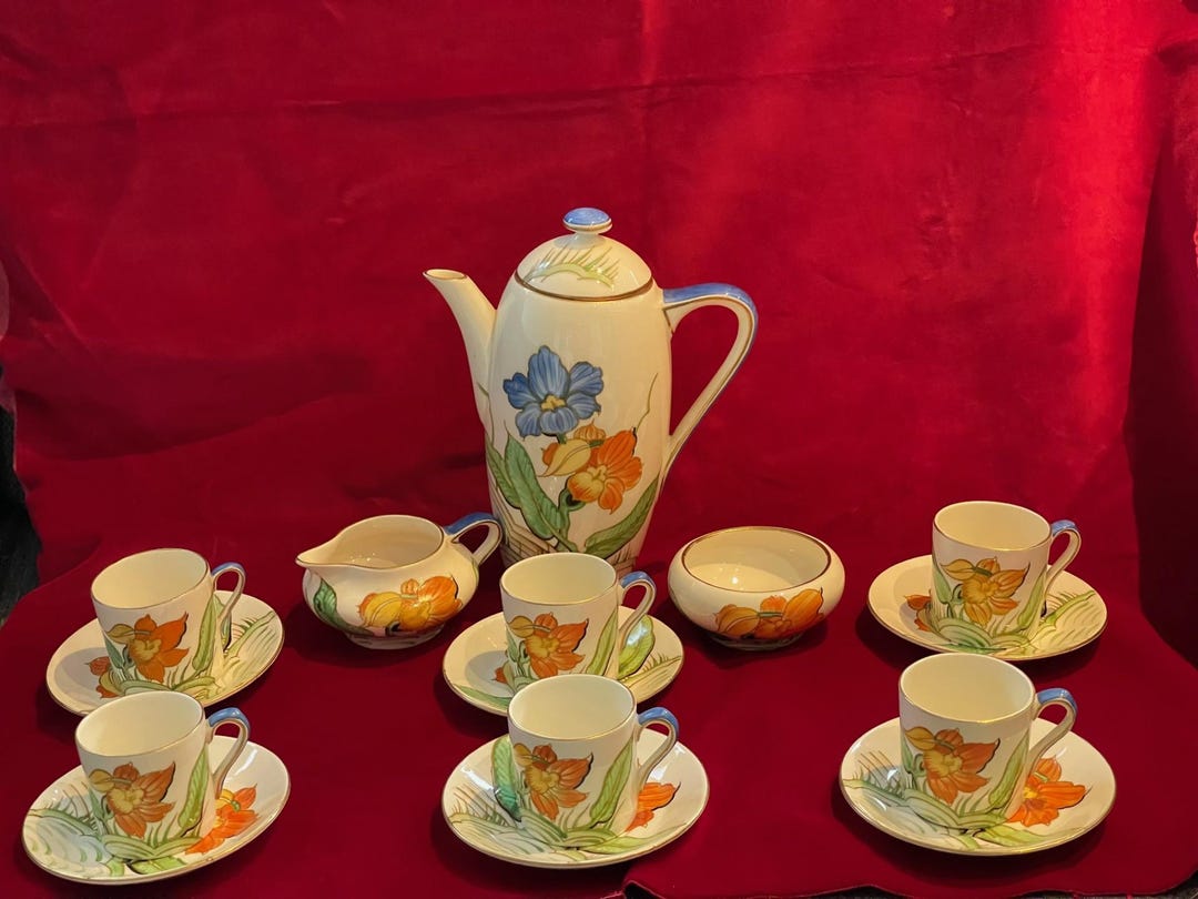 GRAY'S POTTERY (early Susie Cooper) Coffee Set "azalea" Complete. Art ...