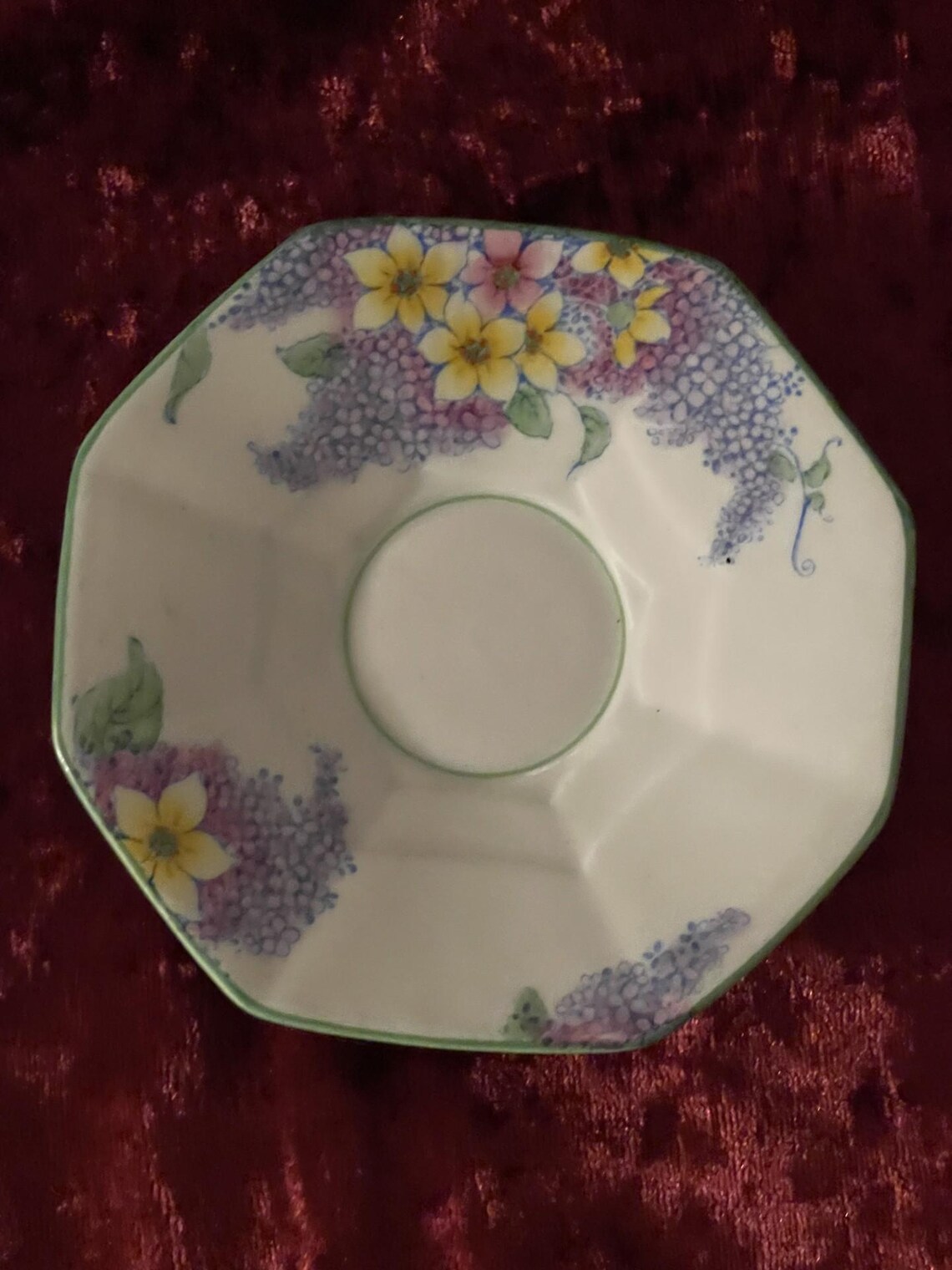 Melba Bone China FLOWER HANDLE "lilac Time" Trio. Art Deco .1930's ...