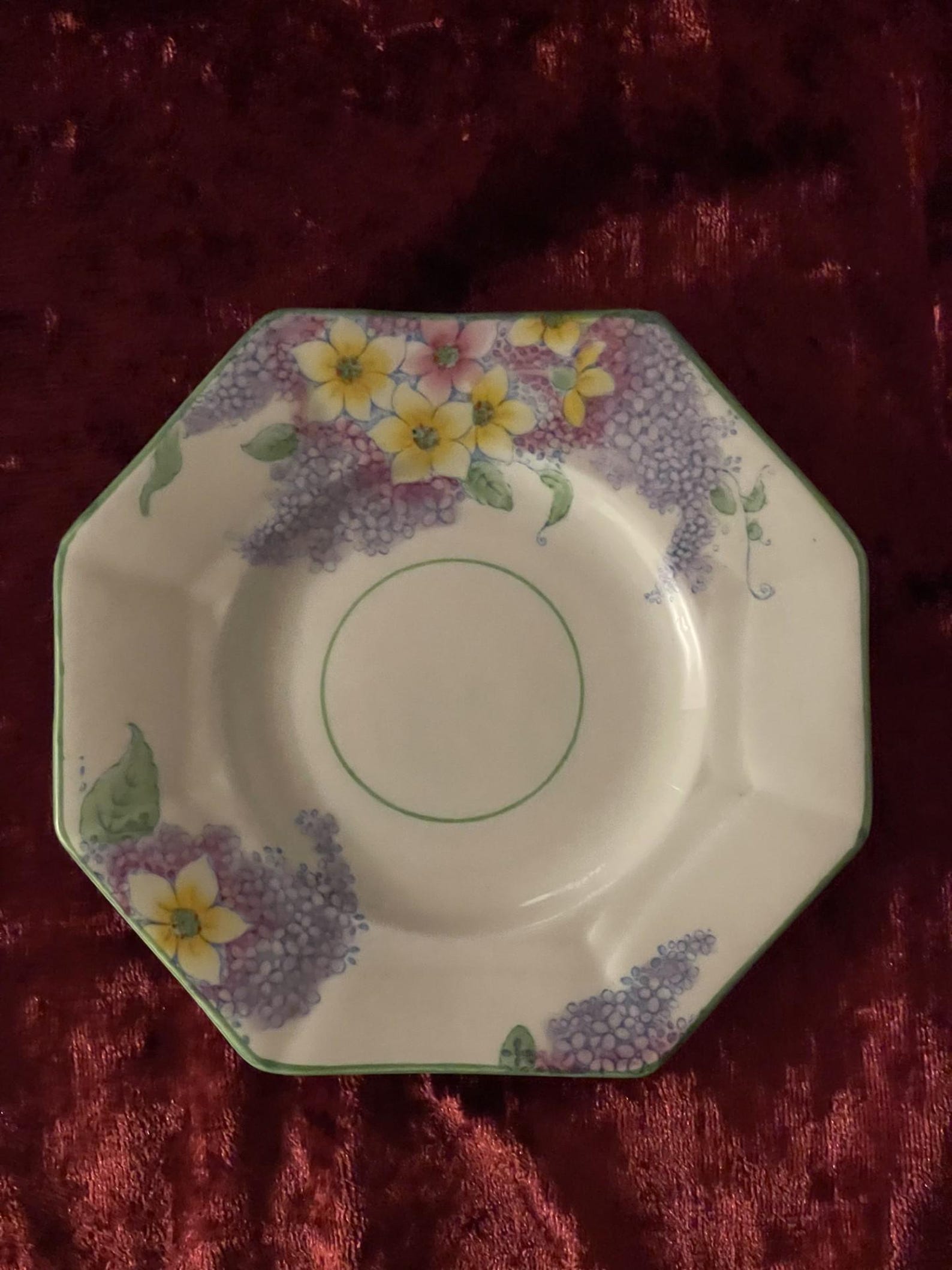 Melba Bone China FLOWER HANDLE "lilac Time" Trio. Art Deco .1930's ...