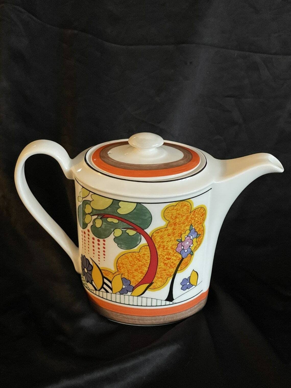 Clarice Cliff Coffee Set With "cornwall" Coffee Pot and Demitasses ...