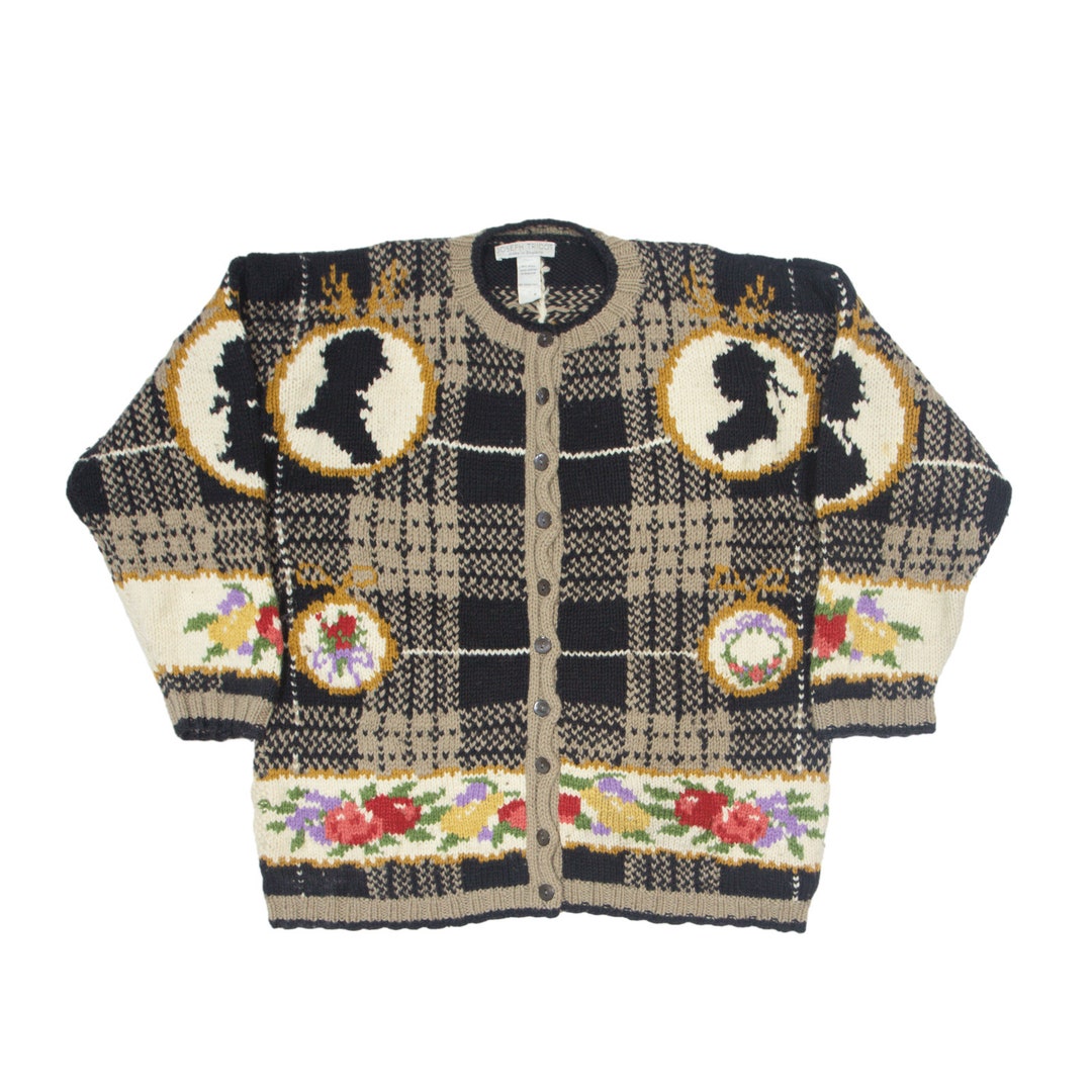 JOSEPH TRICOT Cardigan Silhouette/cameo Pattern. Size X-L. - Etsy