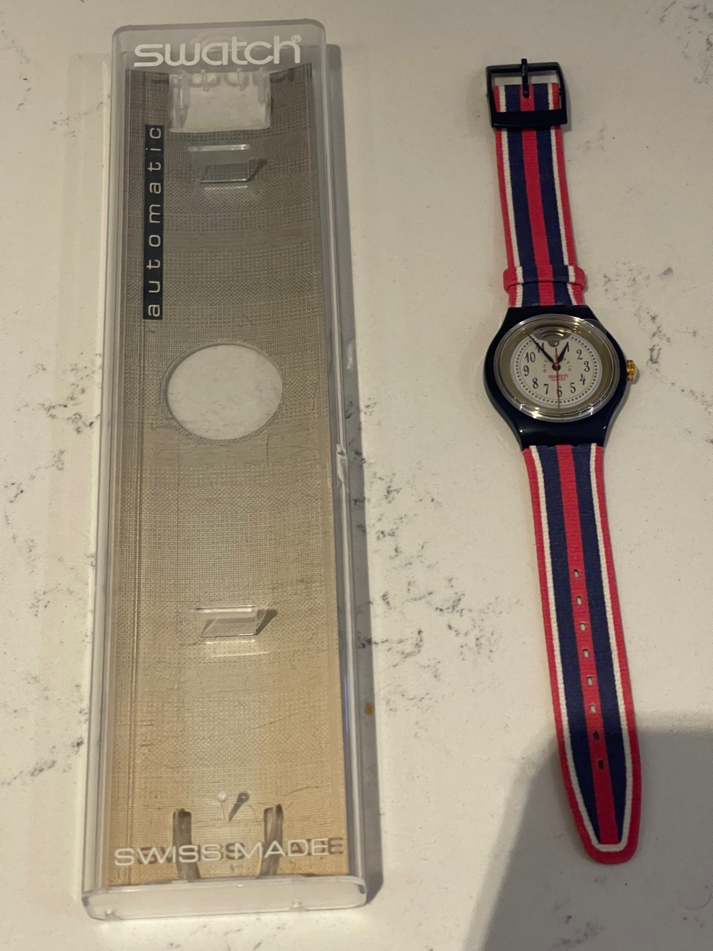 Swatch Watch Automatic SAN105 "time& Stripes" 1994. Original. Extremely ...