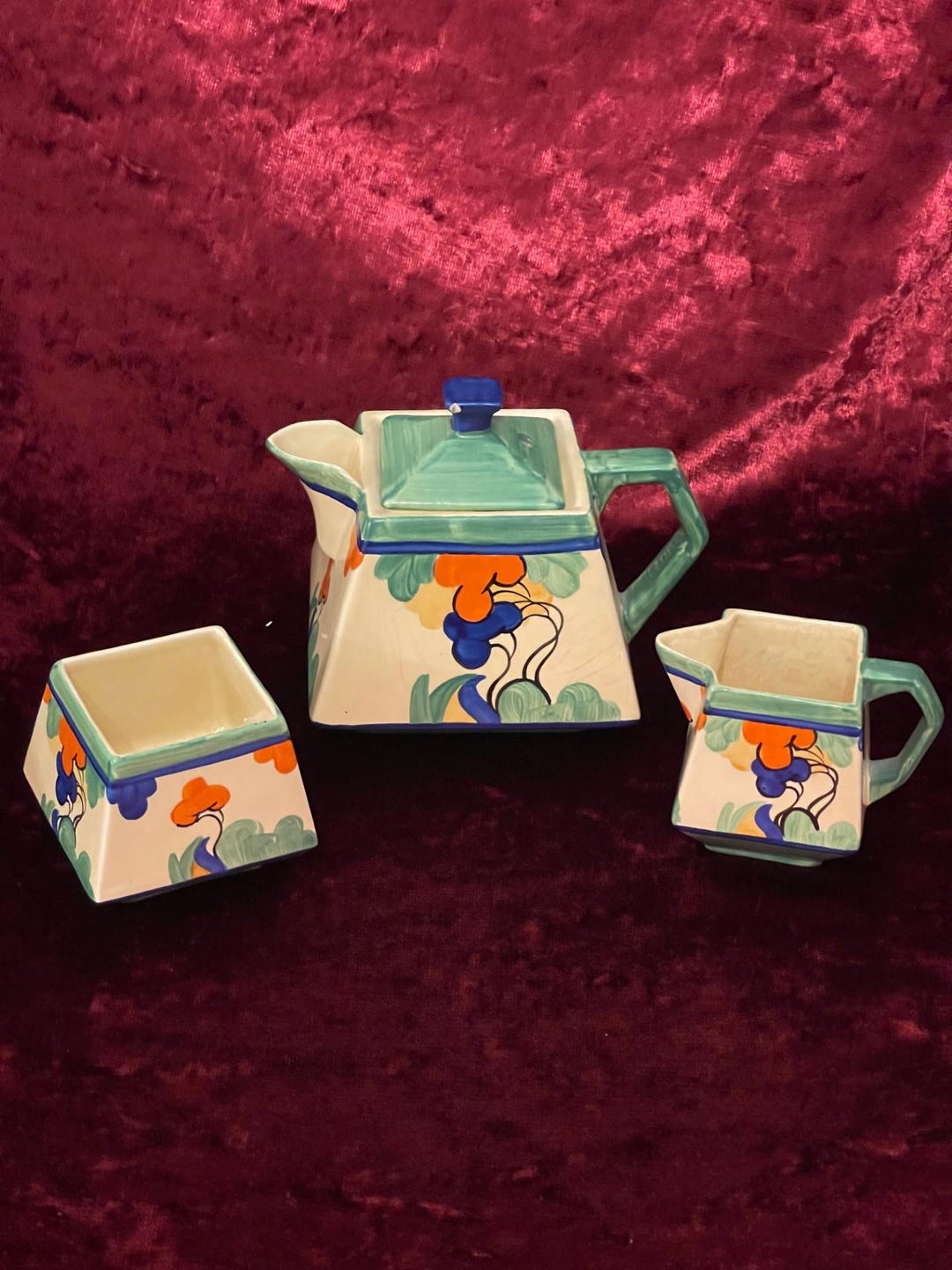 Clarice Cliff Style Barker Bros "tudor Ware" Tea Set. Art Deco.1930's ...