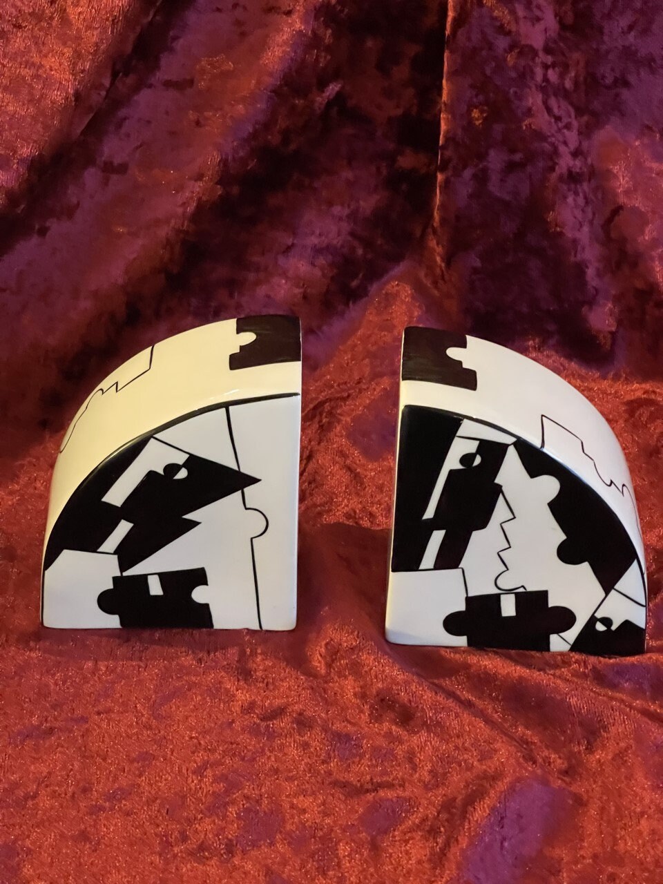 Clarice Cliff Style "cubist" Bookends. Hand Painted by Brian Wood ...