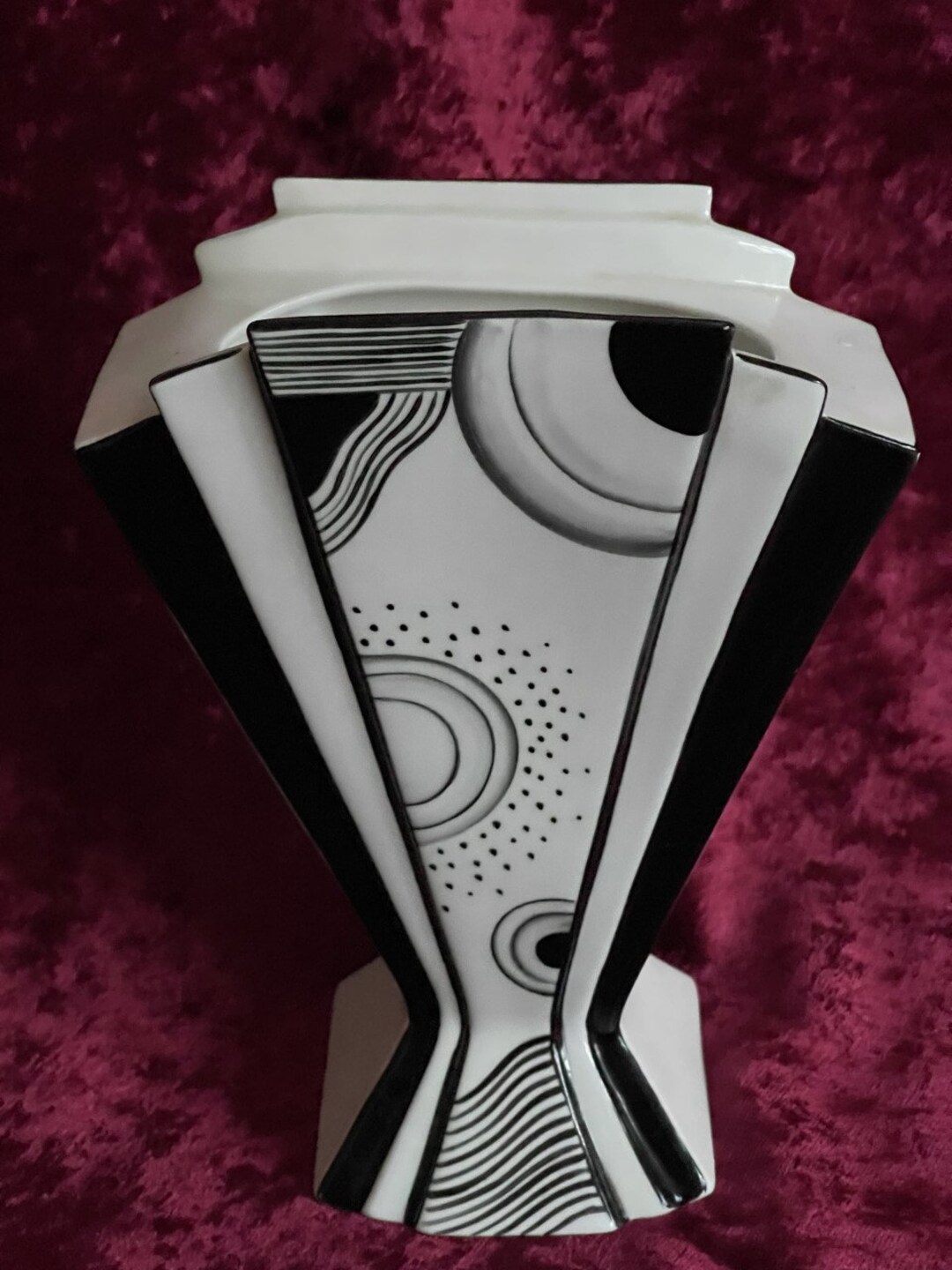 CLARICE CLIFF Style Fan Vase "mono" Hand Painted by Brian "deborah ...