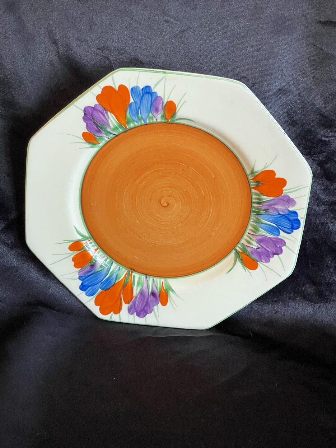 Clarice Cliff "crocus" Plate. "octangular" Shape. Art Deco.1930's ...