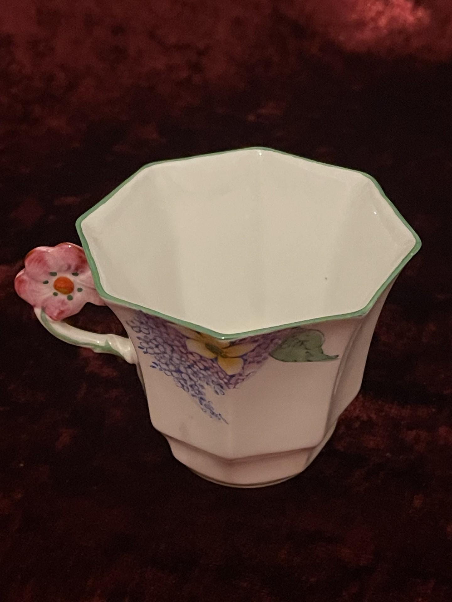 Melba Bone China FLOWER HANDLE "lilac Time" Trio. Art Deco .1930's ...
